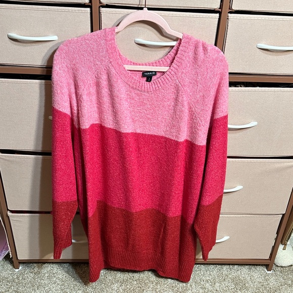 torrid | Sweaters | Torrid Colorblock Pink And Red Sweater | Poshmark
